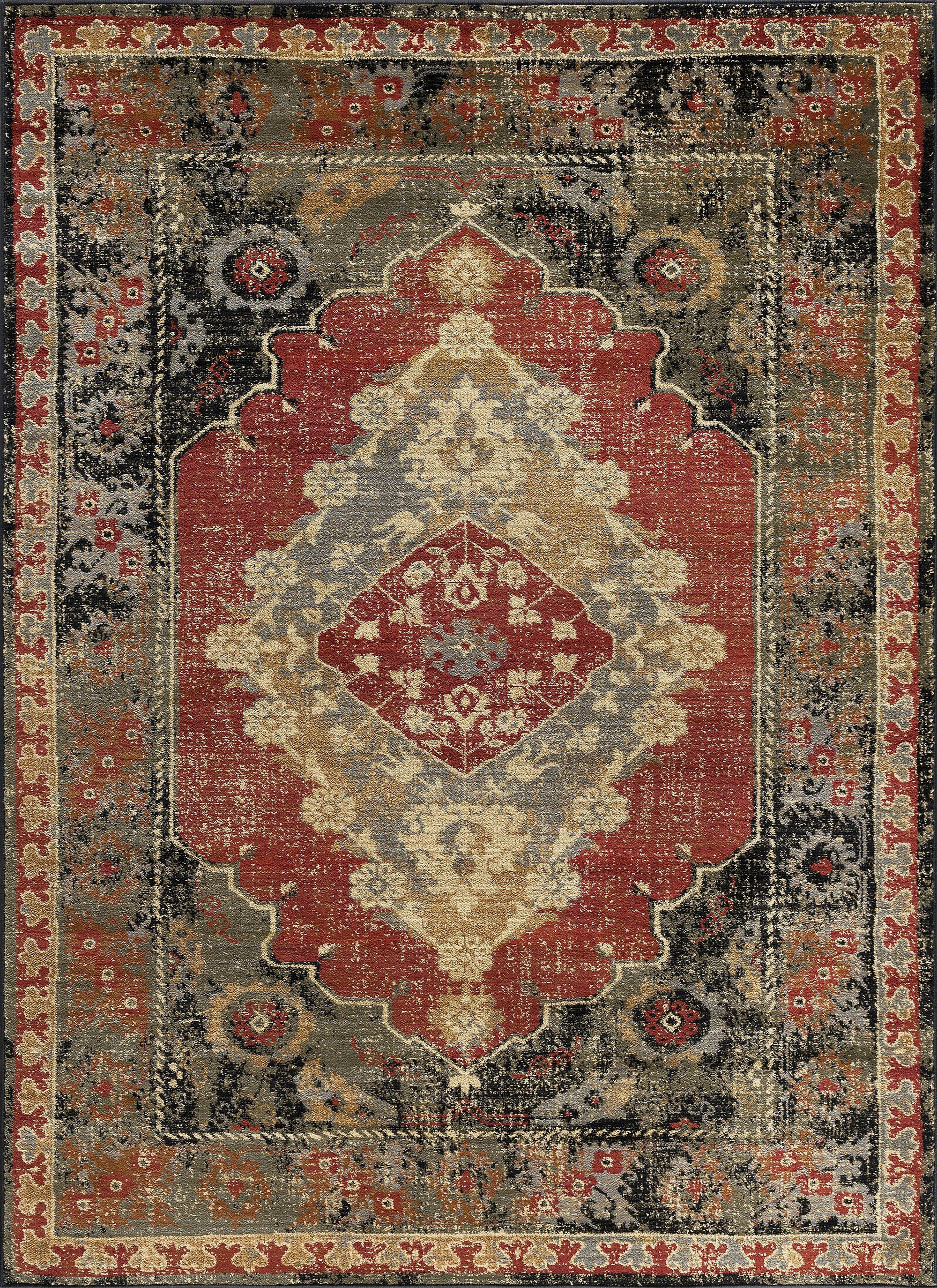 Tayse Border Area Rug SNS49-Fiona Transitional Cut Pile Indoor Polypro ...